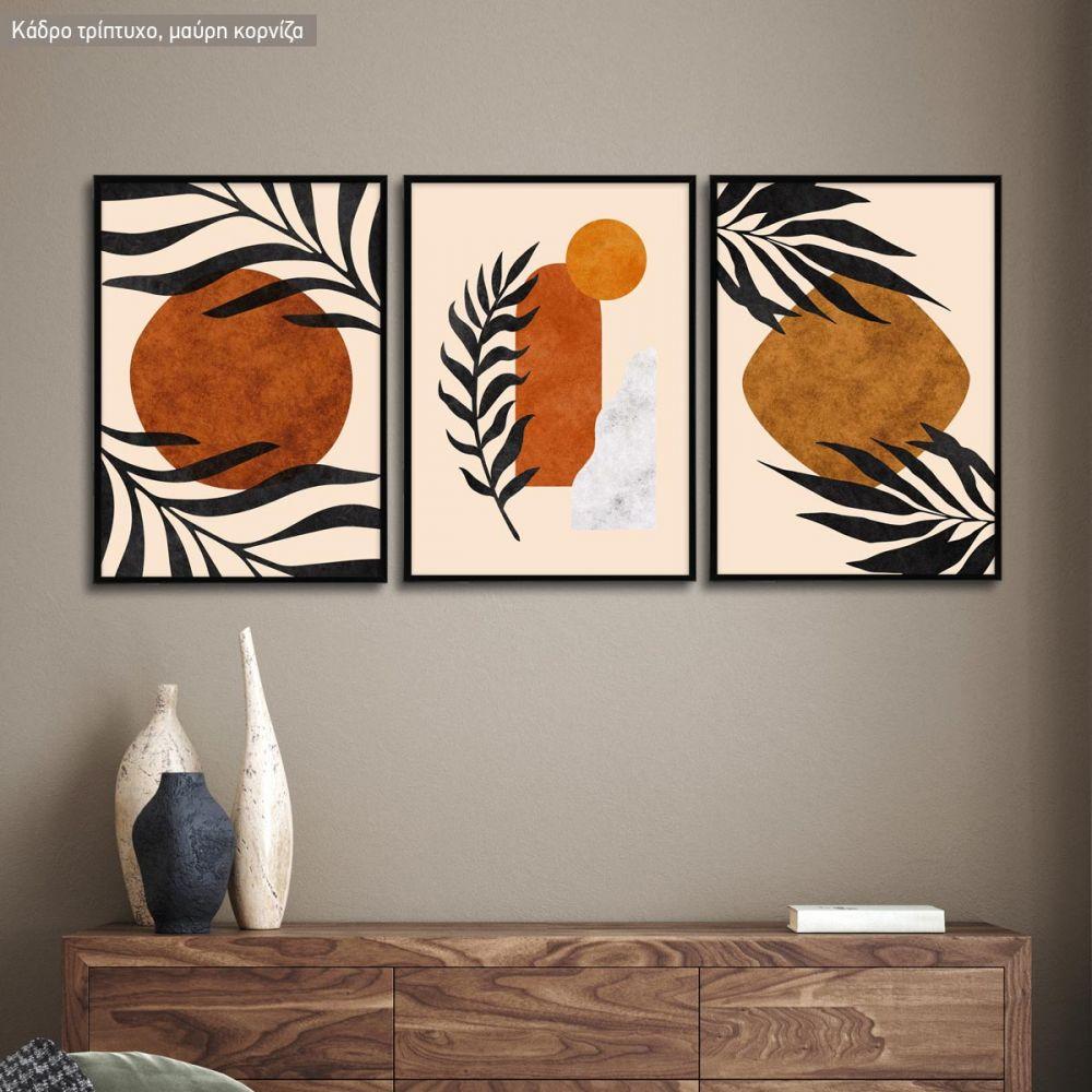 Branches and sun, three panels poster