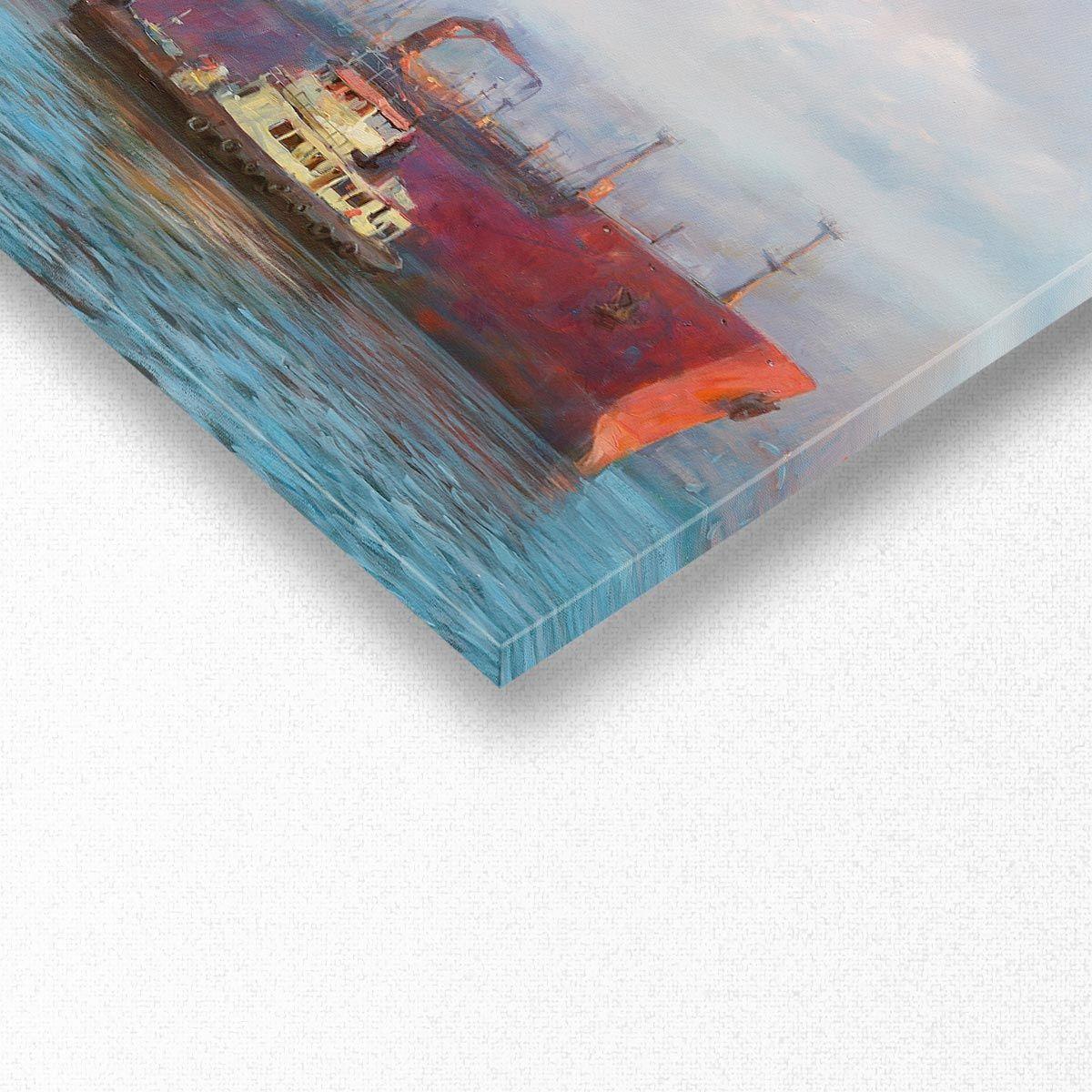 Πίνακας σε καμβά, Tanker ships painting, πανοραμικός