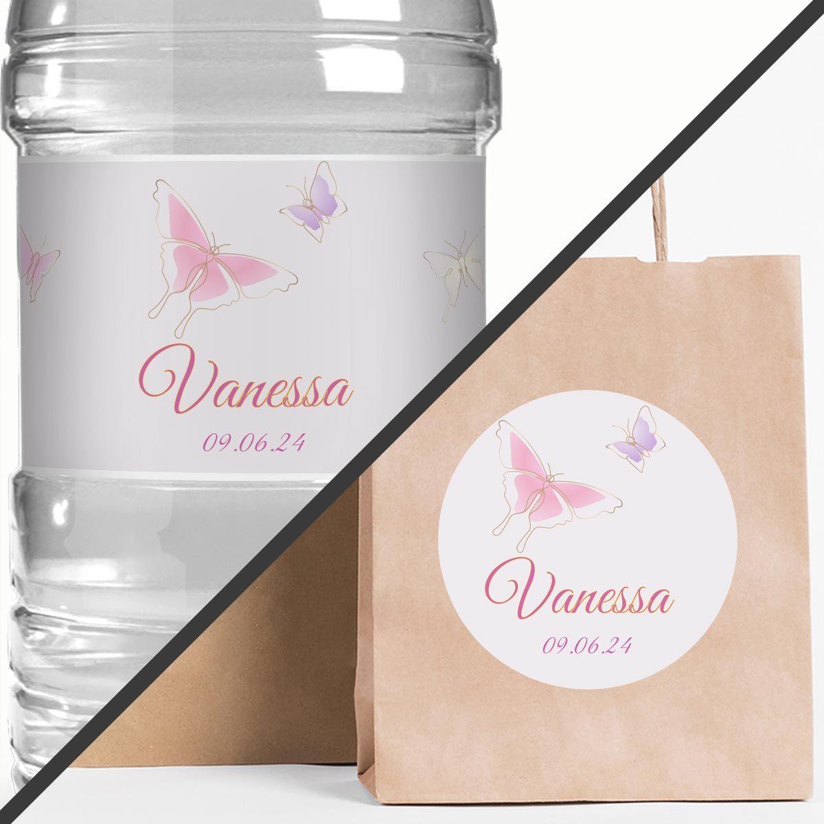 Sticker label Butterflies hand drawn
