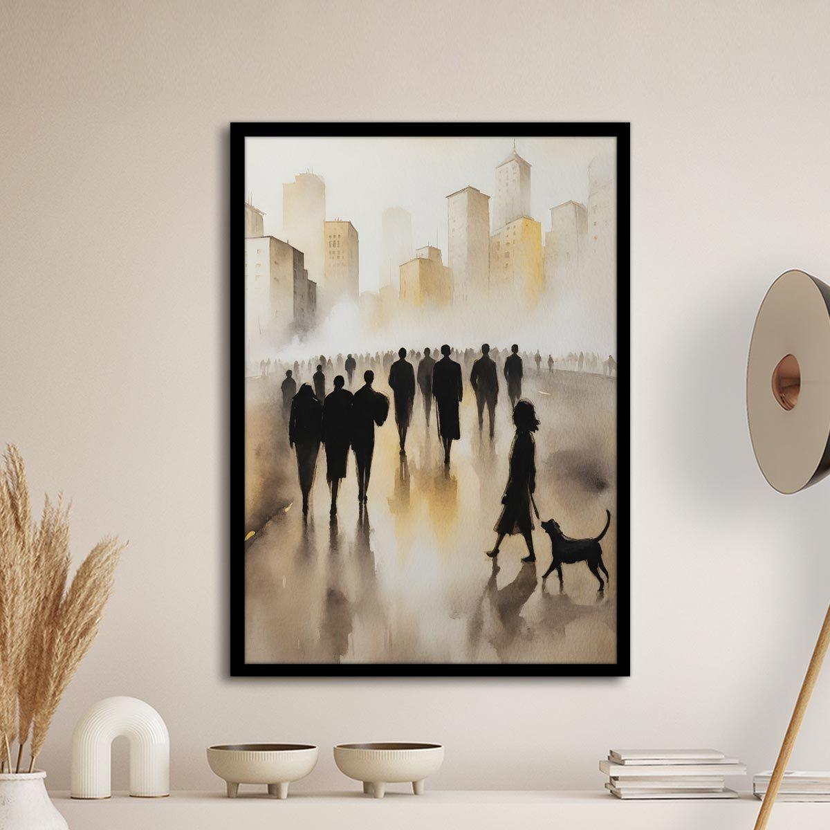 Crowded golden city, poster