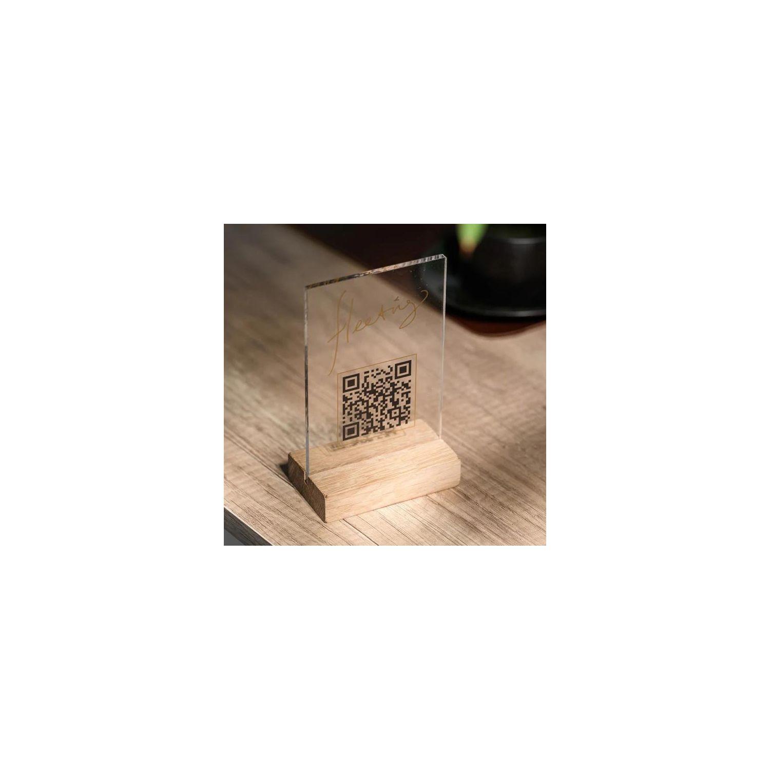 Sign plexiglass transparent, Scan for menu