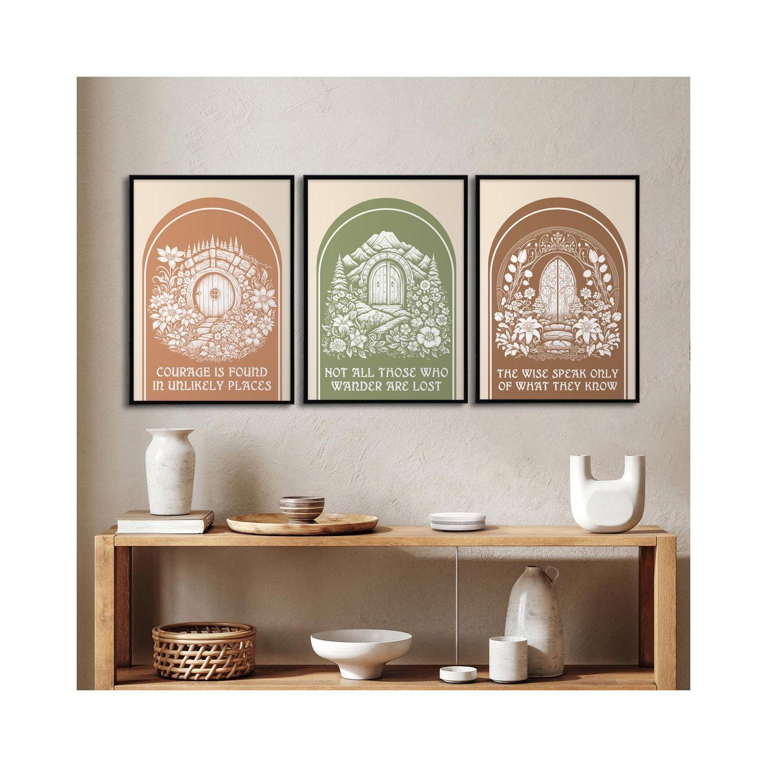 Middle Earth Wisdom, three panels poster