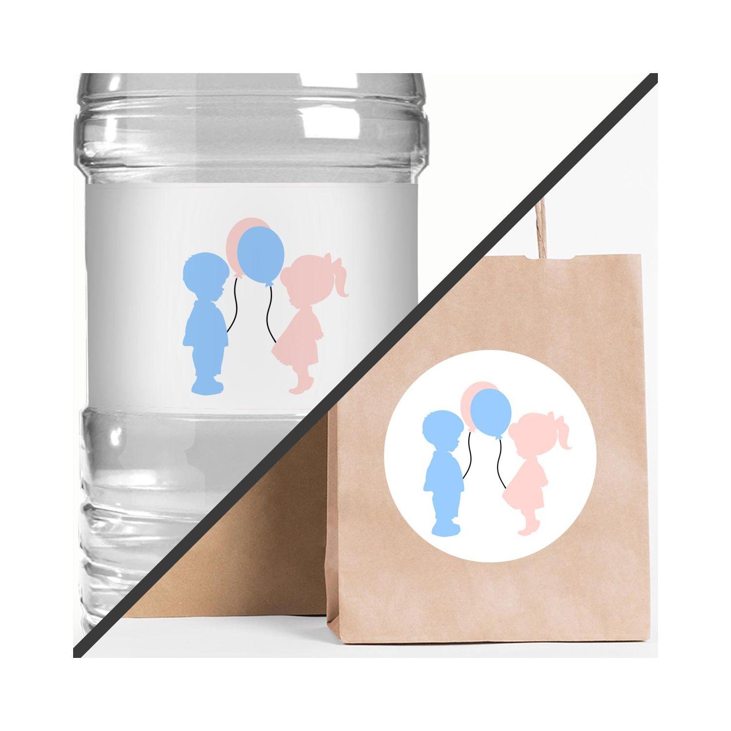 Sticker label Twins, boy girl balloons