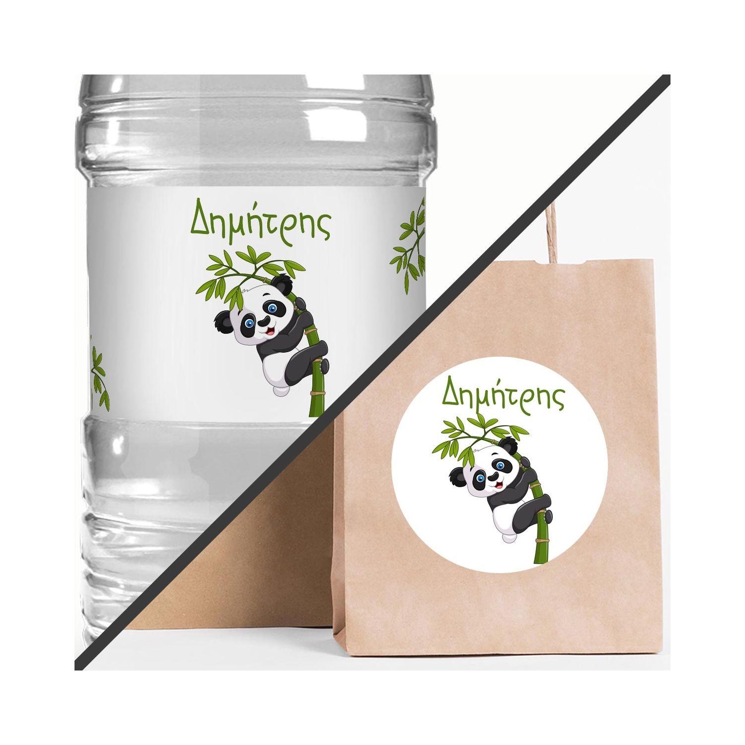 Sticker label Panda bear branch