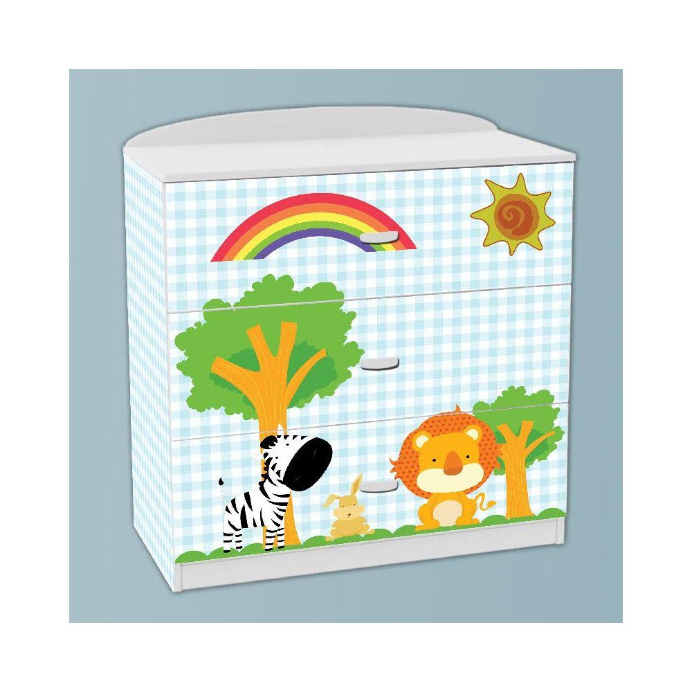 Drawer sticker Zebra and lion blue