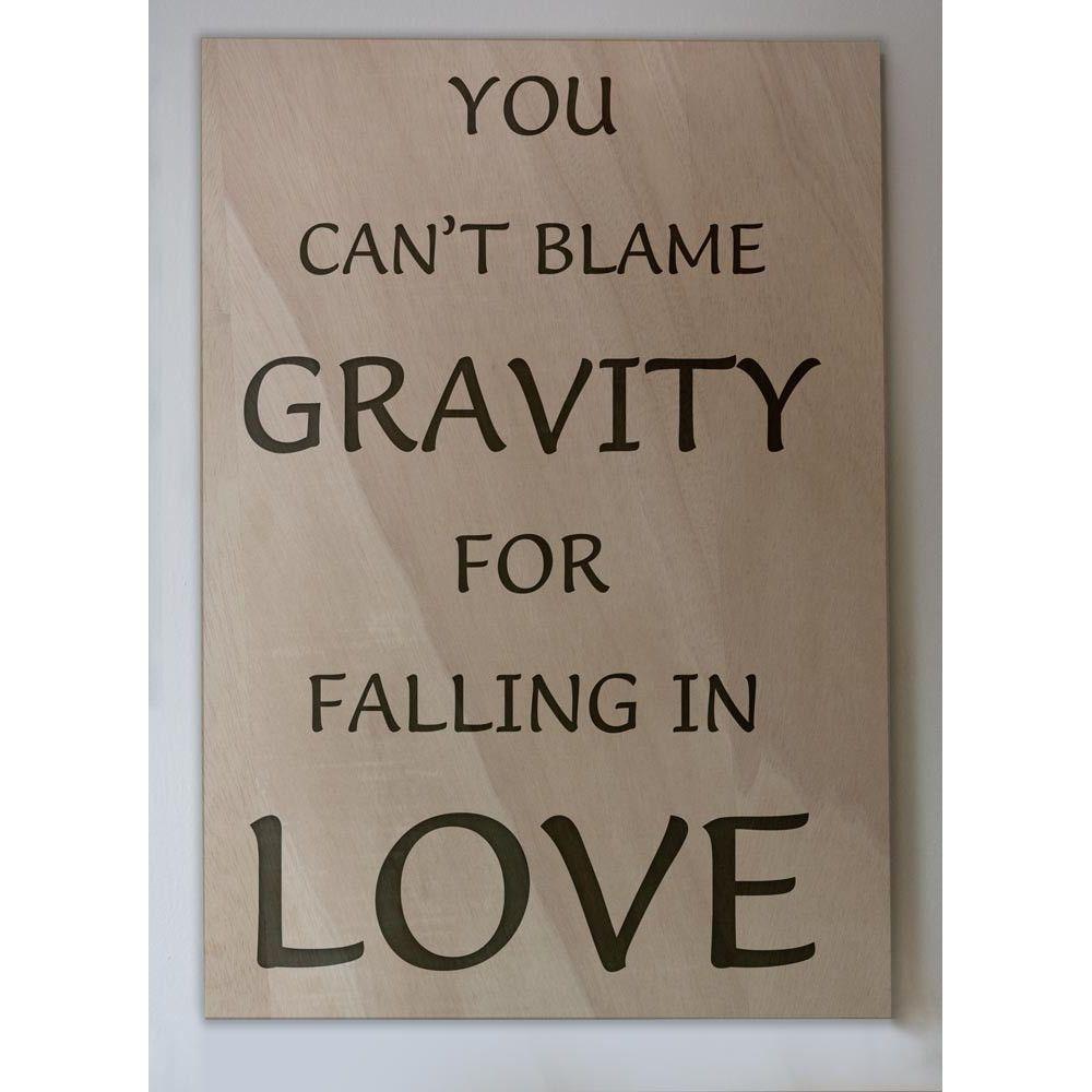 Wooden sign You cant blame gravity