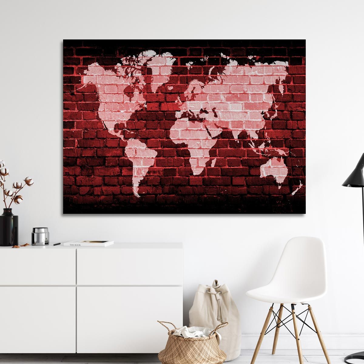 Πίνακας σε καμβά, Bricks world map multicolor