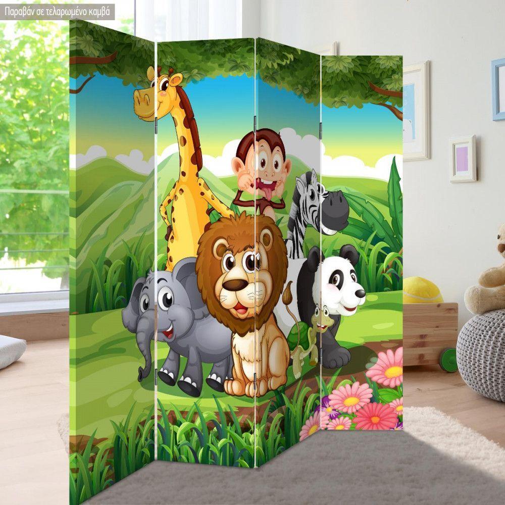 Room divider Animals at forest glade