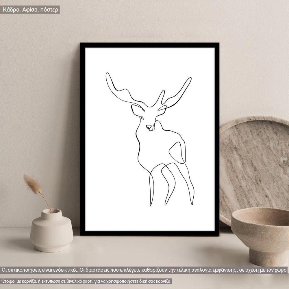 Animals line art, elk, poster