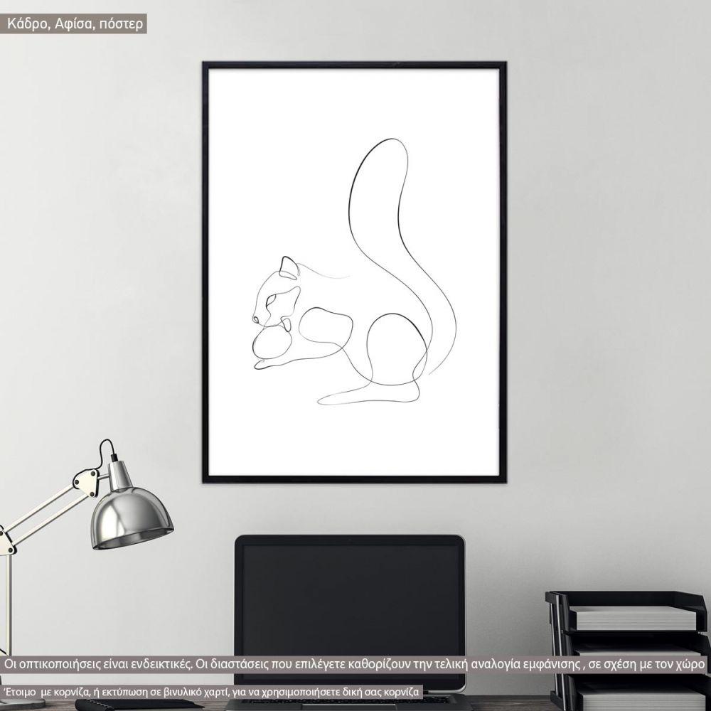 Animals line art, squirrel,, poster