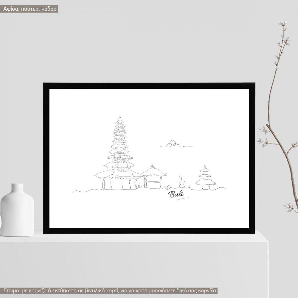 Cityscape line art Bali, poster