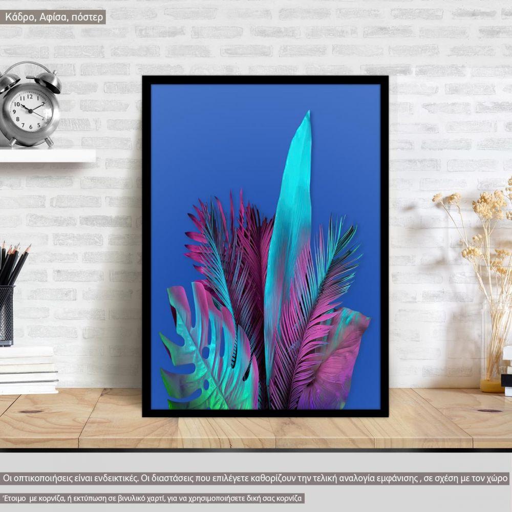 Fluo coloured leaves II, poster