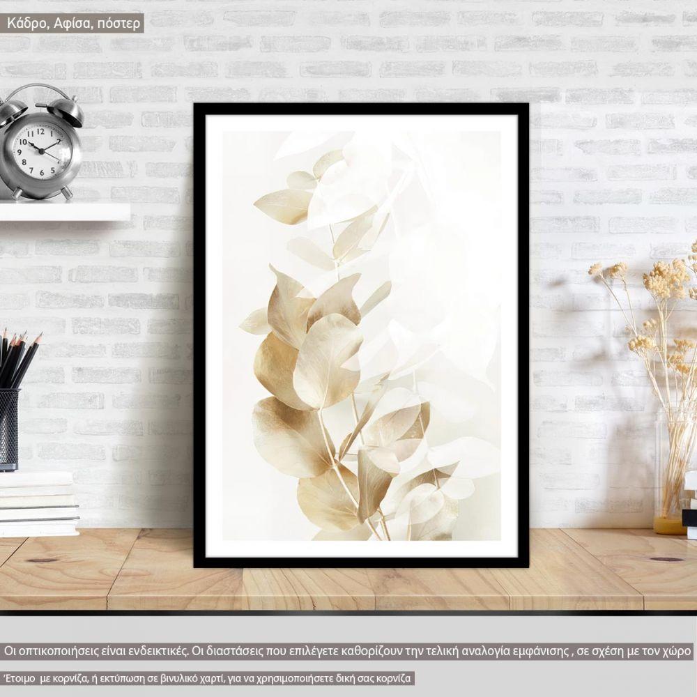 Copper white leaves, poster