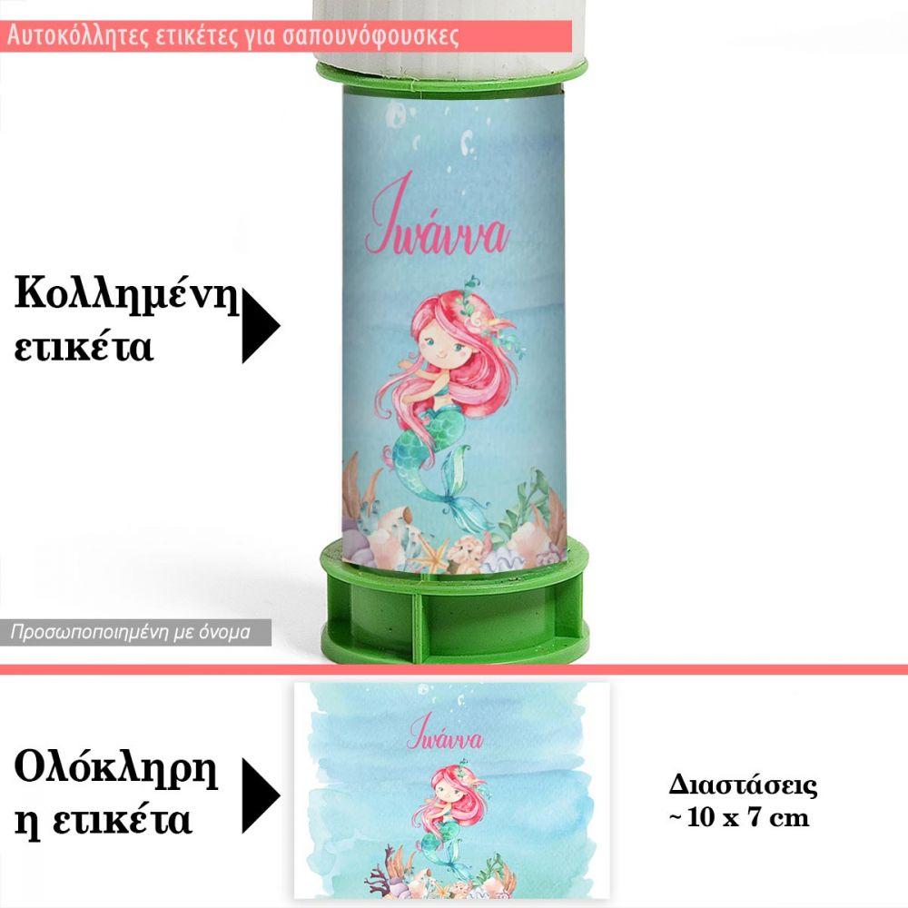 Sticker label Mermaid painter on the seabed